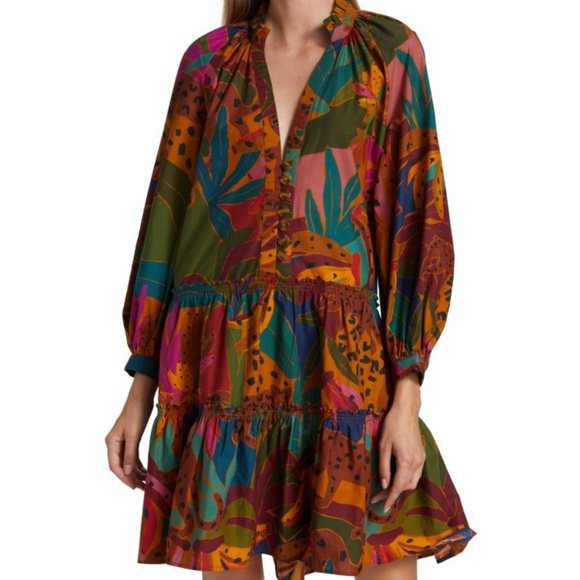 FARM Rio | Dresses | Farm Rio Leopard Jungle Minidress | Poshmark